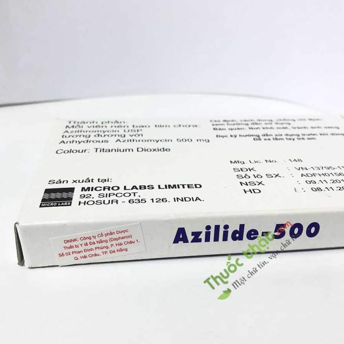 Azilide 500mg - Thuốc điều Trị Nhiễm Trùng
