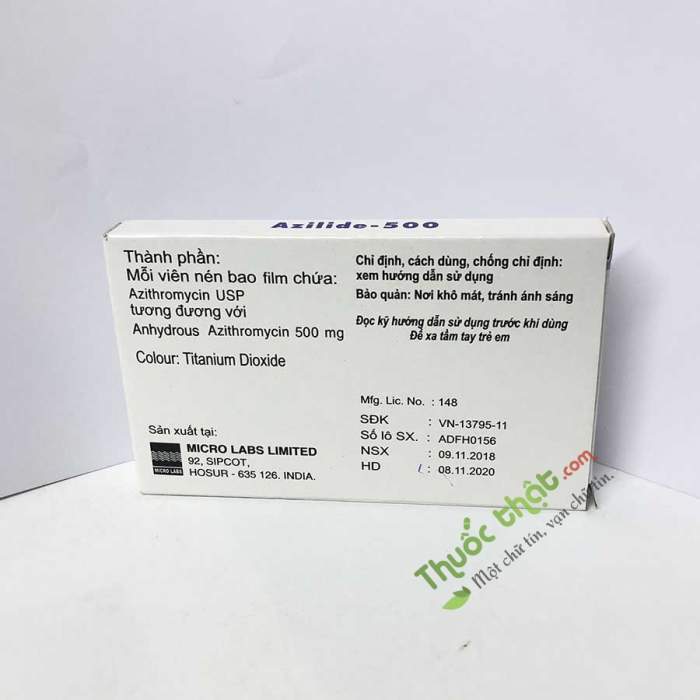 Azilide 500mg - Thuốc điều Trị Nhiễm Trùng