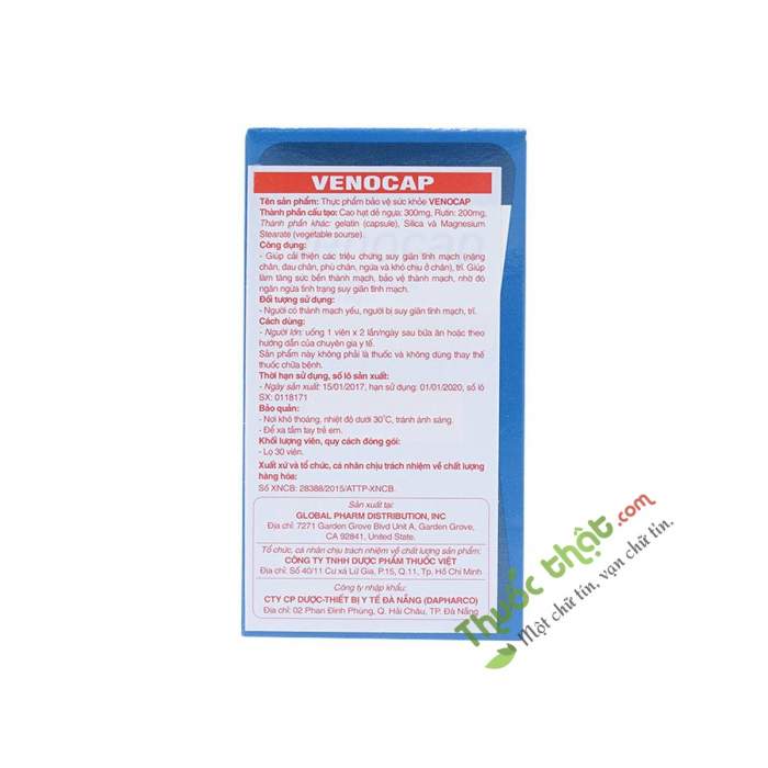 Venocap Global Pharm 30 Viên - Viên Uống Ngăn Ngừa Suy Tĩnh Mạch