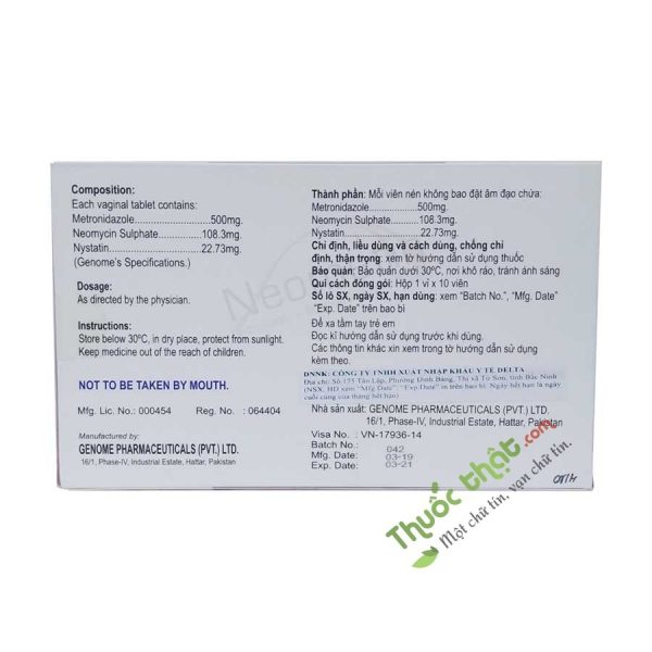 Neometin - Hộp 10 Viên - Điều Trị Nhiễm Khuẩn Âm Đạo
