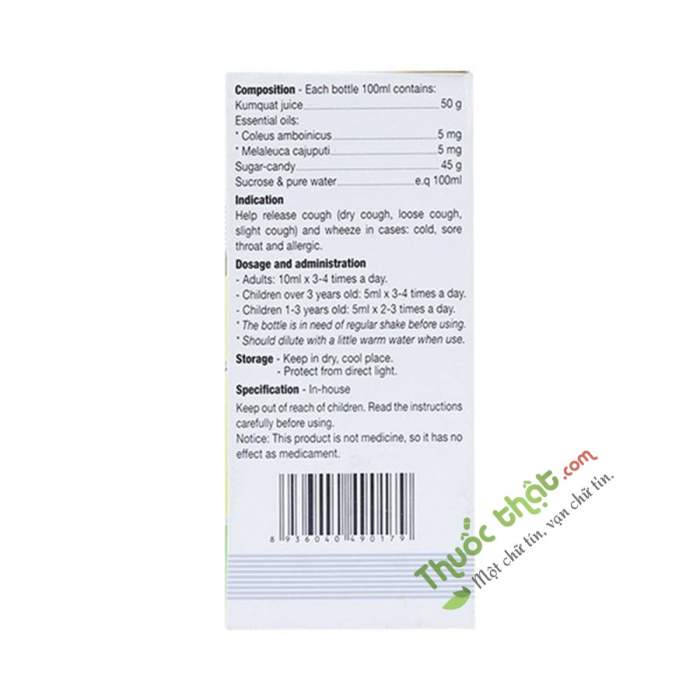 Codatux Syrup - Siro Giảm Ho - Hộp 1 Chai 100ml