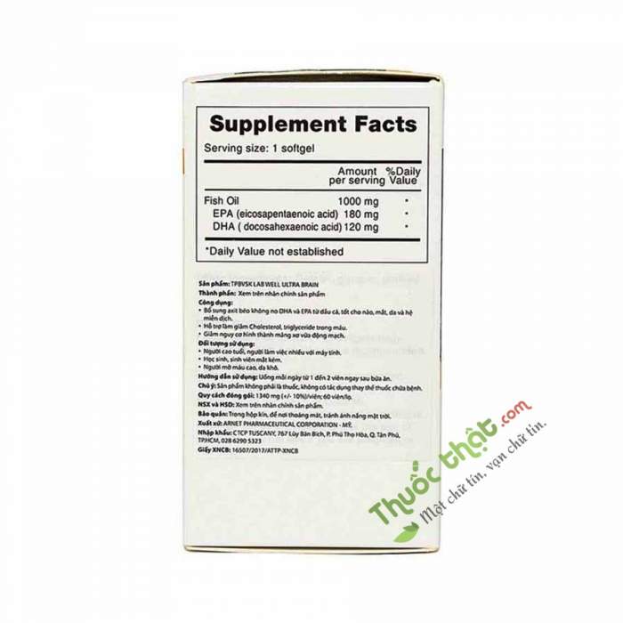 Ultra Brain Lab Well - Viên Uống Cải Thiện Trí Nhớ - 60 Viên