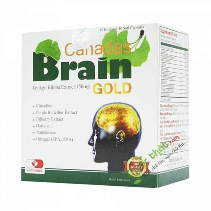 Canadas Brain Gold Hdpharma - Viên Uống Tăng Tuần Hoàn Não - Hộp 10 Vỉ ...