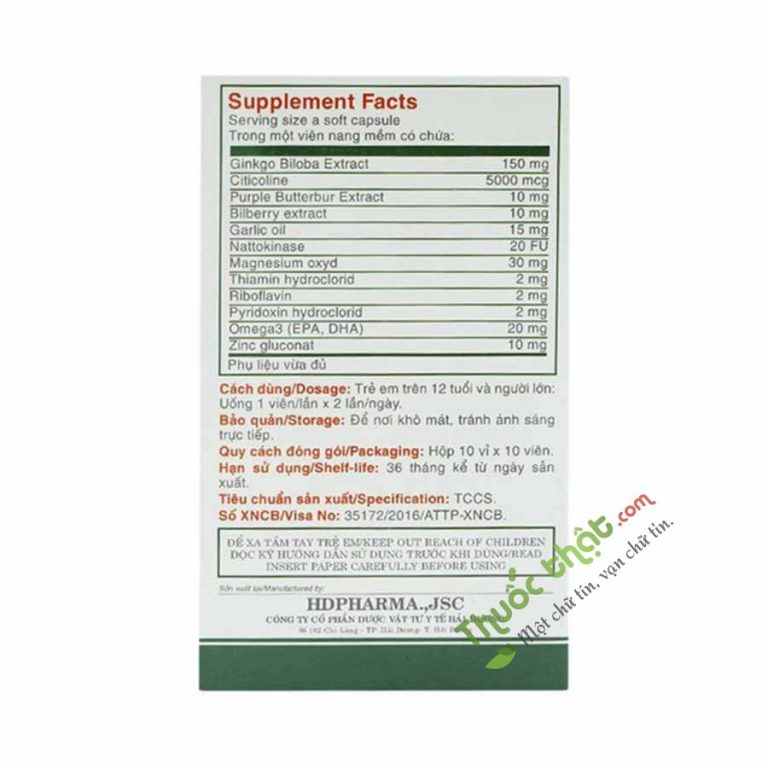 Canadas Brain Gold Hdpharma - Viên Uống Tăng Tuần Hoàn Não - Hộp 10 Vỉ ...