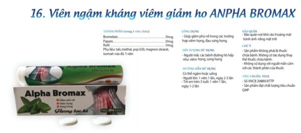 Alpha Bromax Hộp 24 Viên – Viên Ngậm Hương Bạc Hà