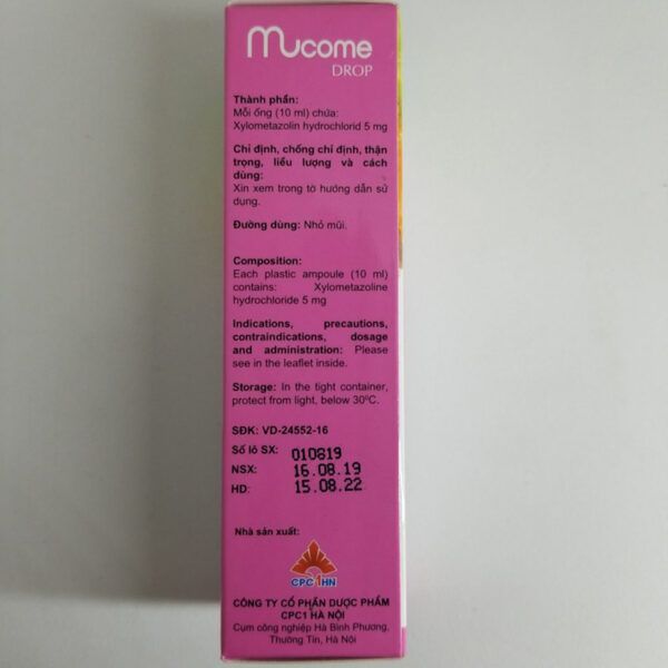 Mucome Drop Hộp 10ml - Thuốc Nhỏ Mũi Co Mạch