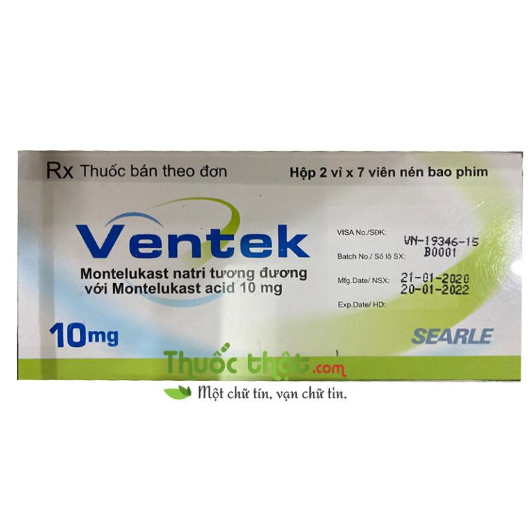 Ventek 10mg - Điều Trị Hen Phế Quản Mạn Tính - Hộp 14 Viên
