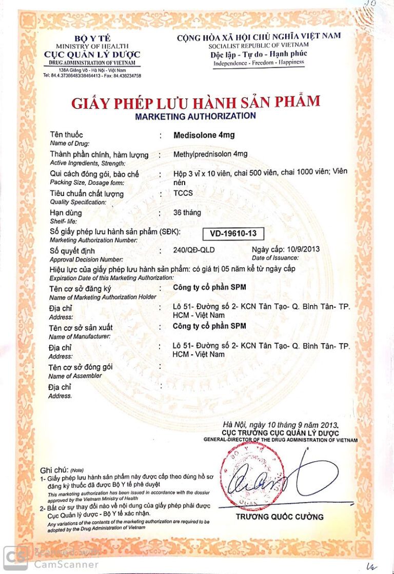 Medisolone 4 Hộp 30 Viên - Thuốc Kháng Viêm