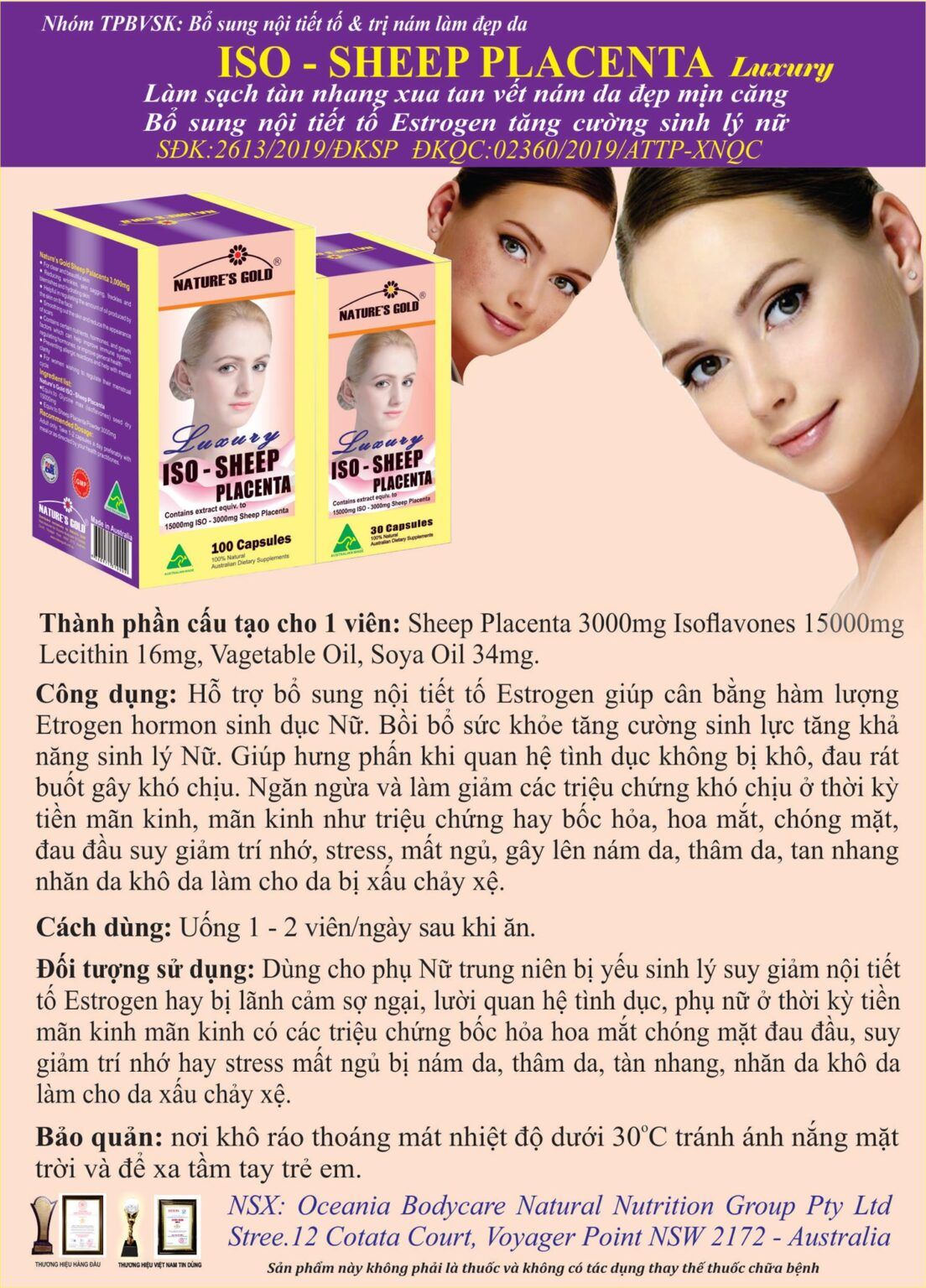 Iso Sheep Placenta Hộp 100 Viên - Cân Bằng Nội Tiết Tố Nữ